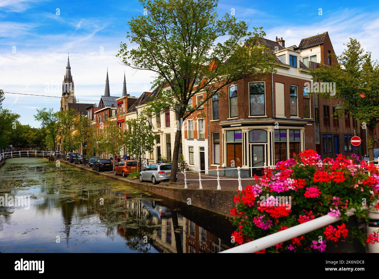 Summer landscape of city streets in Delft Stock Photo - Alamy