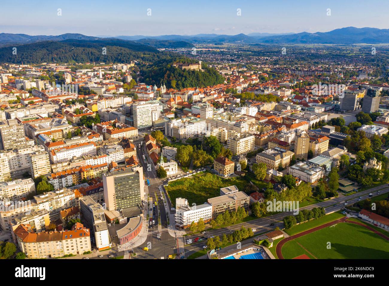 Aerial view of Ljubljana cityscape with buildings and streets Stock ...
