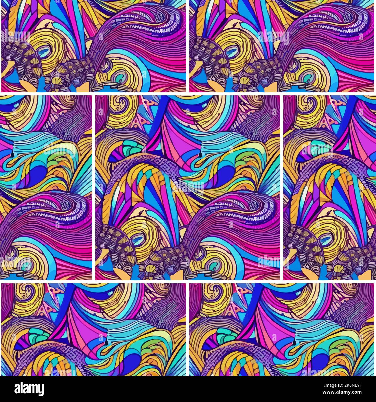 seamless bold punchy vector pattern, abstract design, highly saturated ...