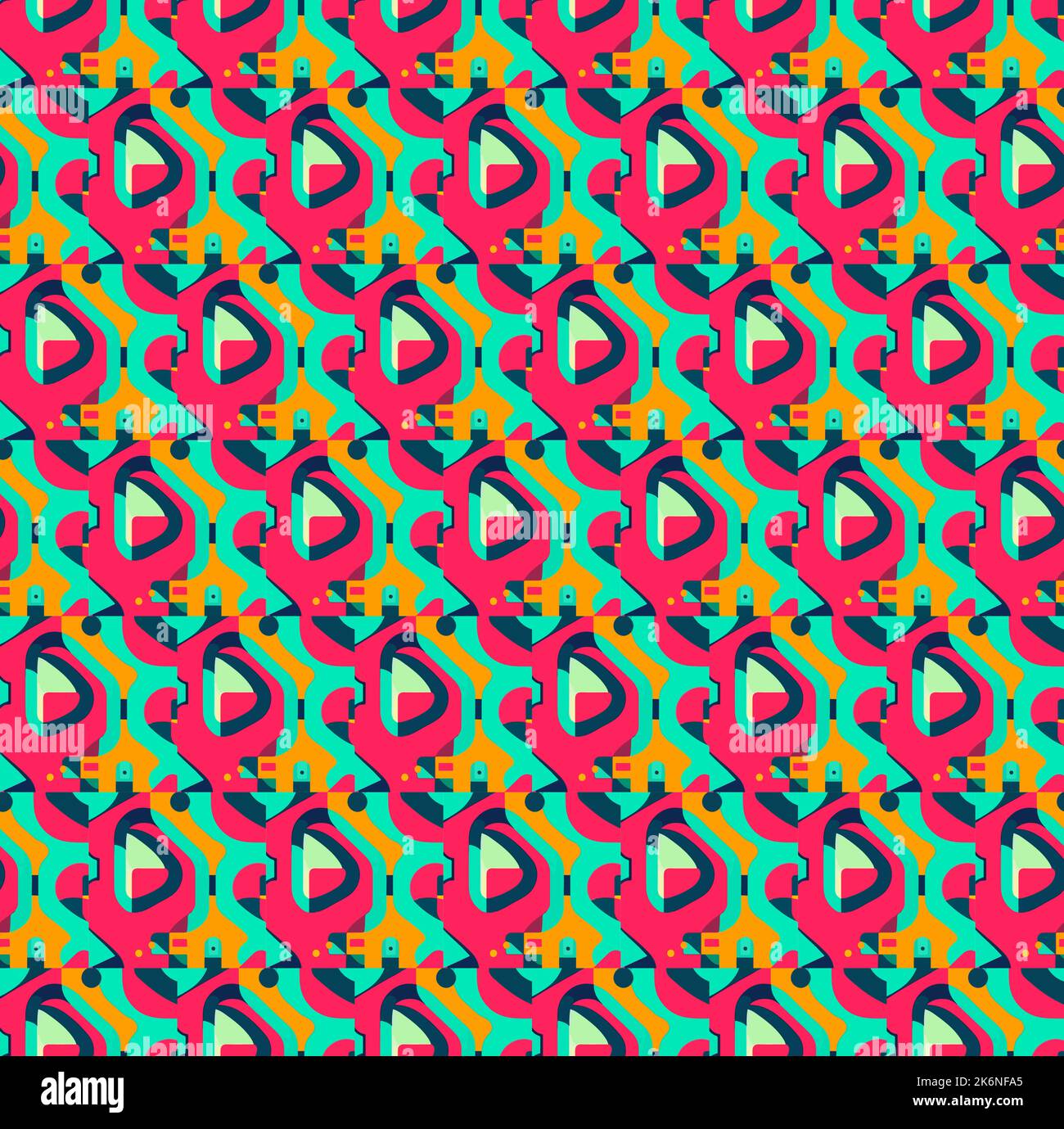 seamless bold punchy vector pattern, abstract design, highly saturated ...