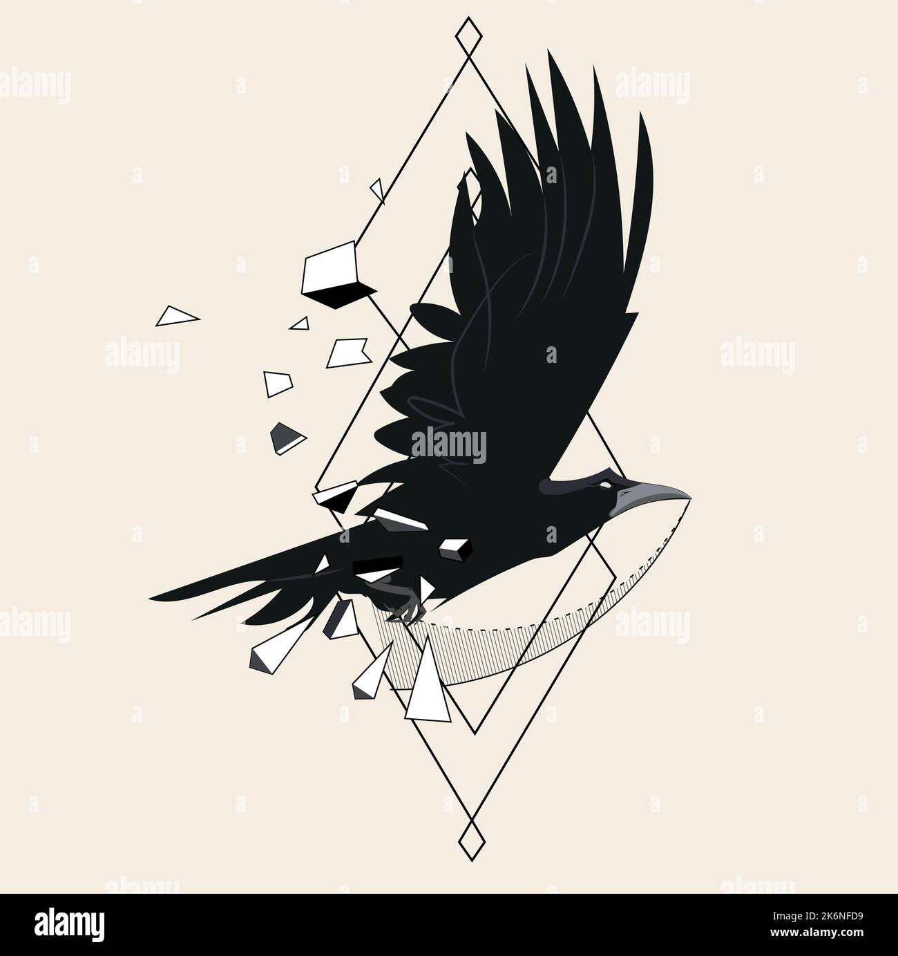 Sketch of flying raven. Hand drawn illustration converted to vector. Vector illustration Stock ...