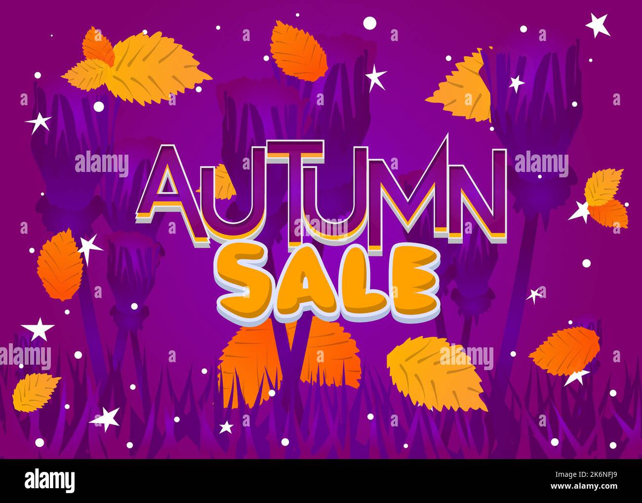 Autumn Sale. Vector illustration. Word written with Children's font in ...