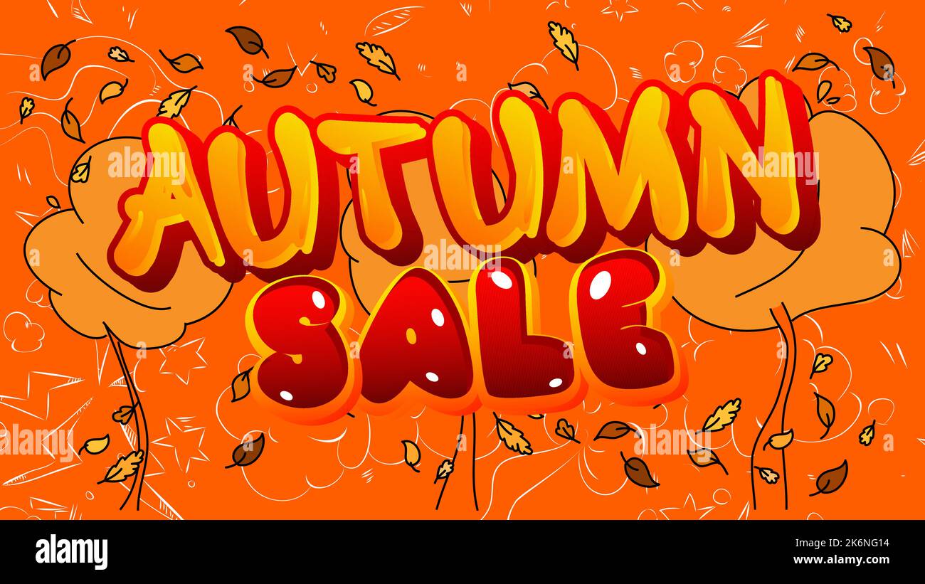 Autumn Sale. Vector illustration. Word written with Children's font in ...