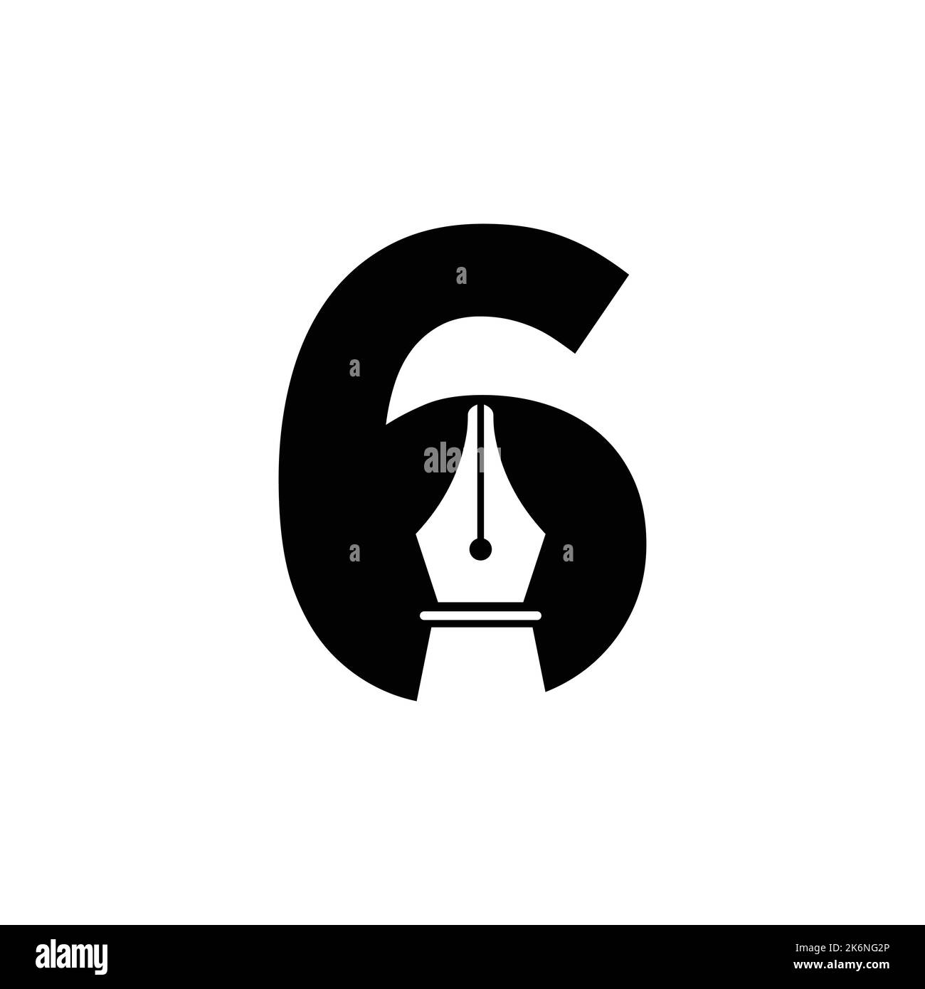 Initial Letter 6 Pen Nib Icon For Education Logo and Law Symbol Vector ...