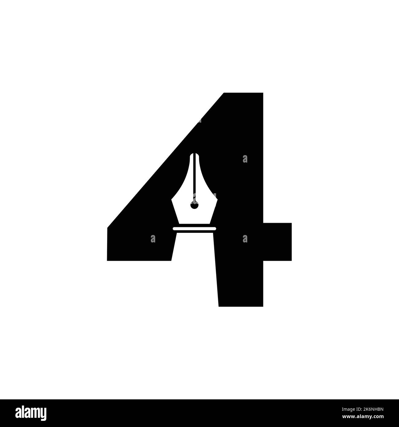Initial Letter 4 Pen Nib Icon For Education Logo and Law Symbol Vector ...