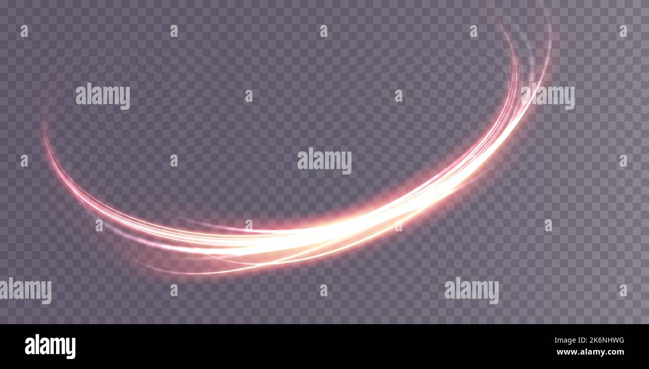 Luminous white lines of speed. Light glowing effect. Abstract motion lines. Light trail wave ...