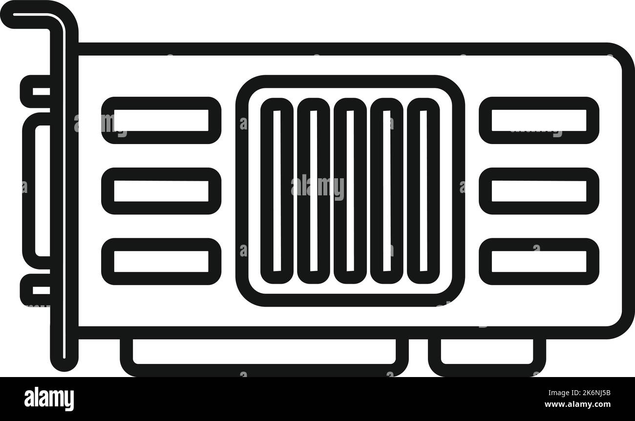 Chip gpu card icon outline vector. Graphic pc. Cpu fan Stock Vector ...