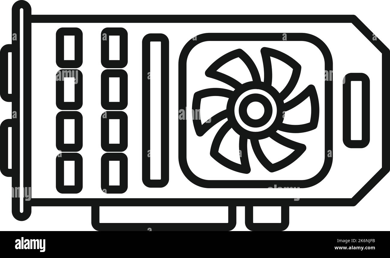 Gpu display icon outline vector. Computer video. Cpu chip Stock Vector ...