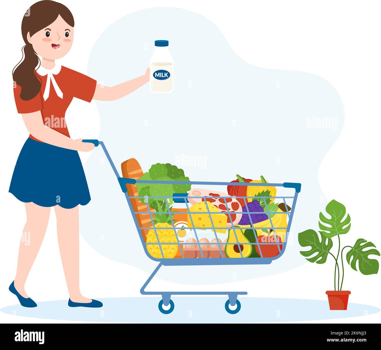 Grocery Store or Supermarket with Food Product Shelves, Racks Dairy ...