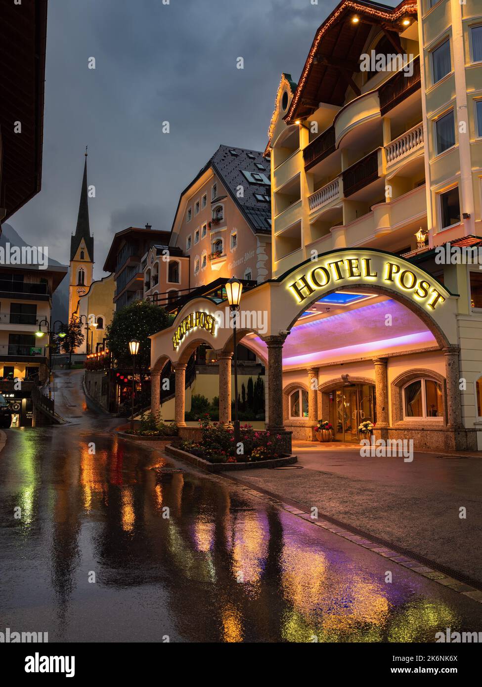 Ischgl, Austria - July 25, 2022: Hotel Post in tourist ski resort ...