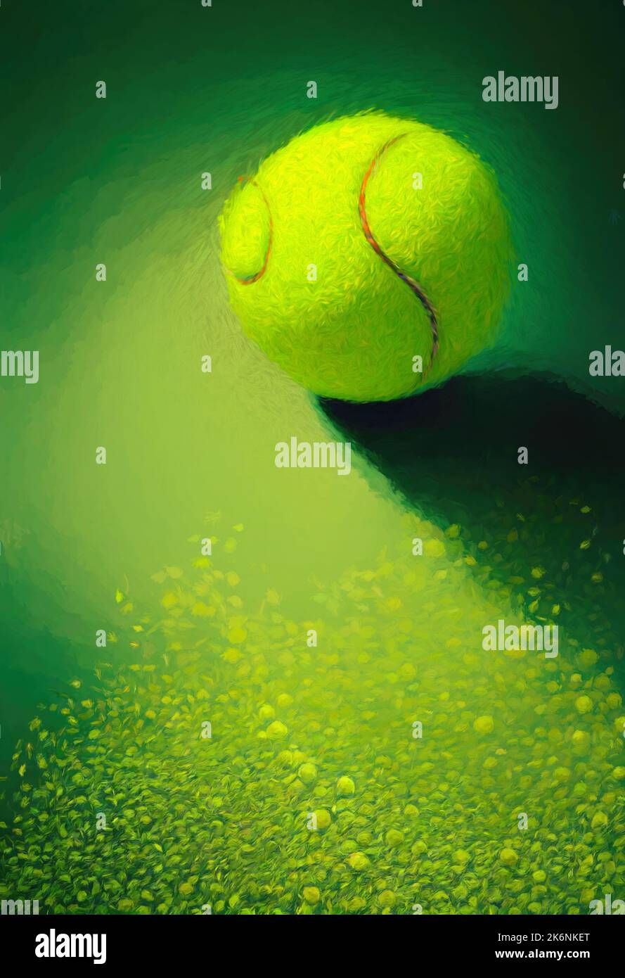 green tennis ball on a green background, digital illustration Stock ...