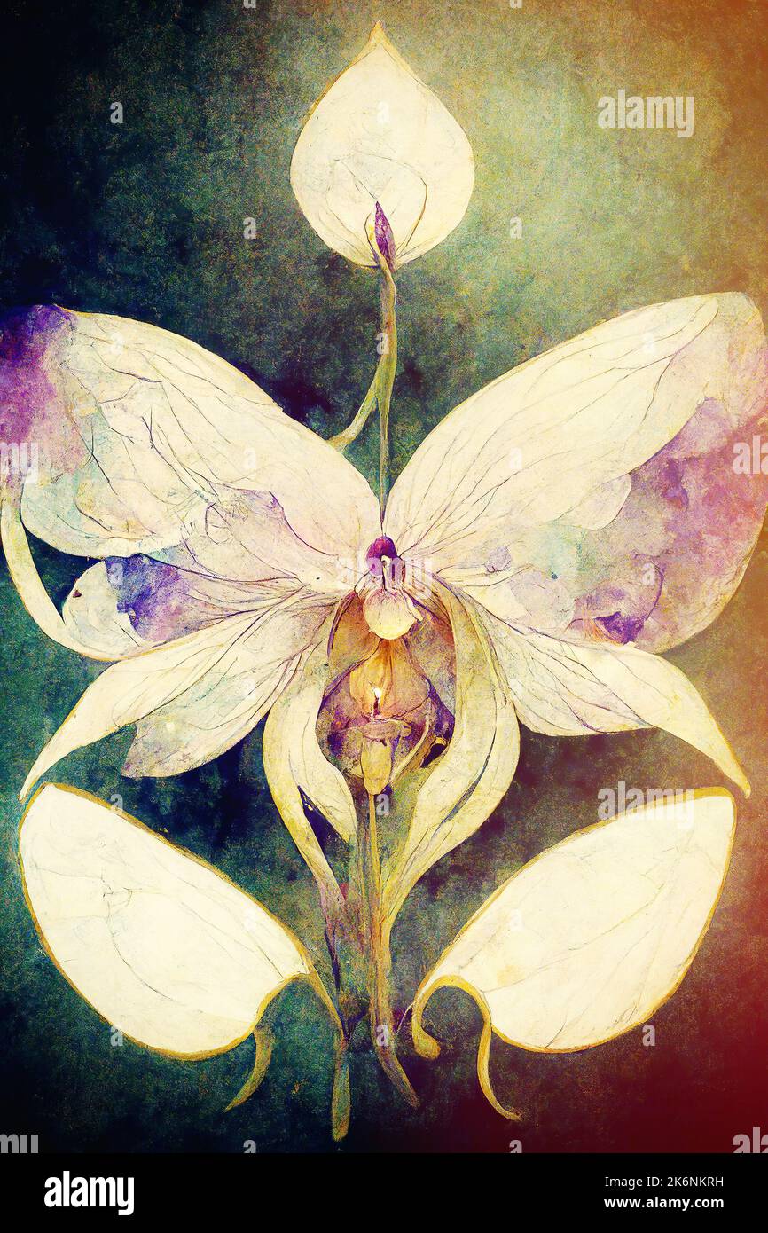 Background with beautiful watercolor orchid. Flower background Stock ...