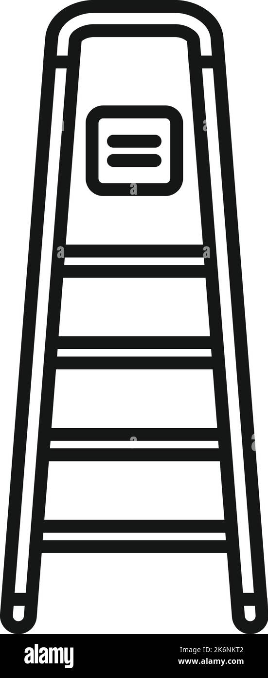 Stair ladder icon outline vector. Wood construction. Portable tool ...
