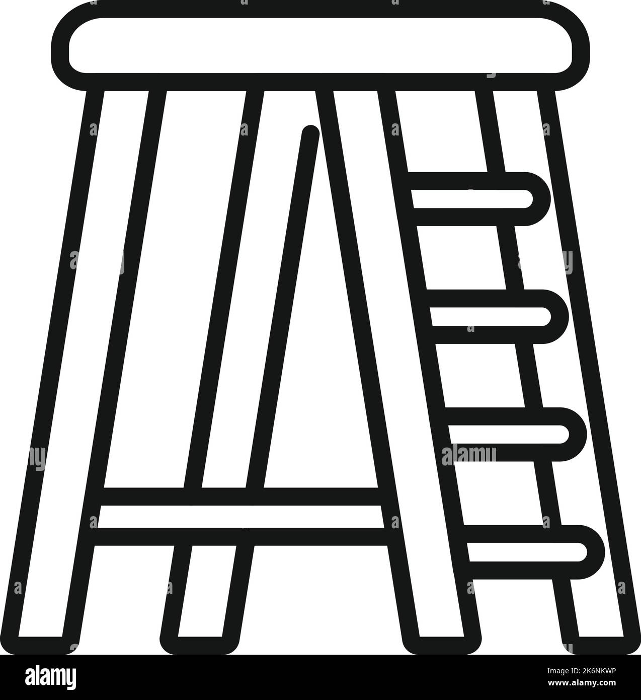 Ladder tool icon outline vector. Wood stair. Indoor aluminium Stock ...