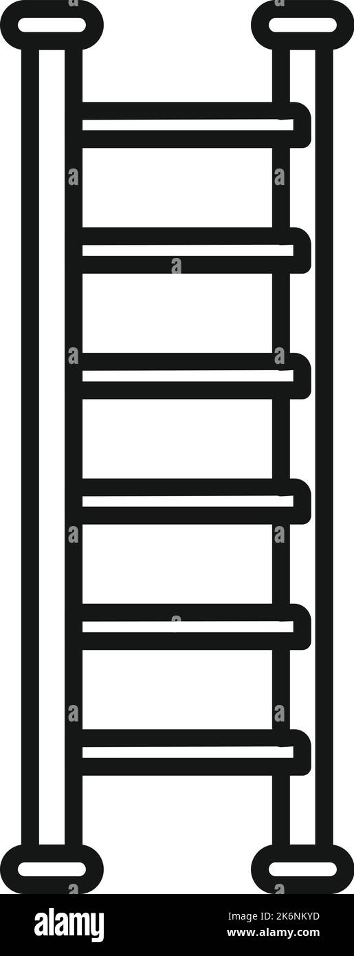 Stand ladder icon outline vector. Step construction. Wooden metal Stock ...