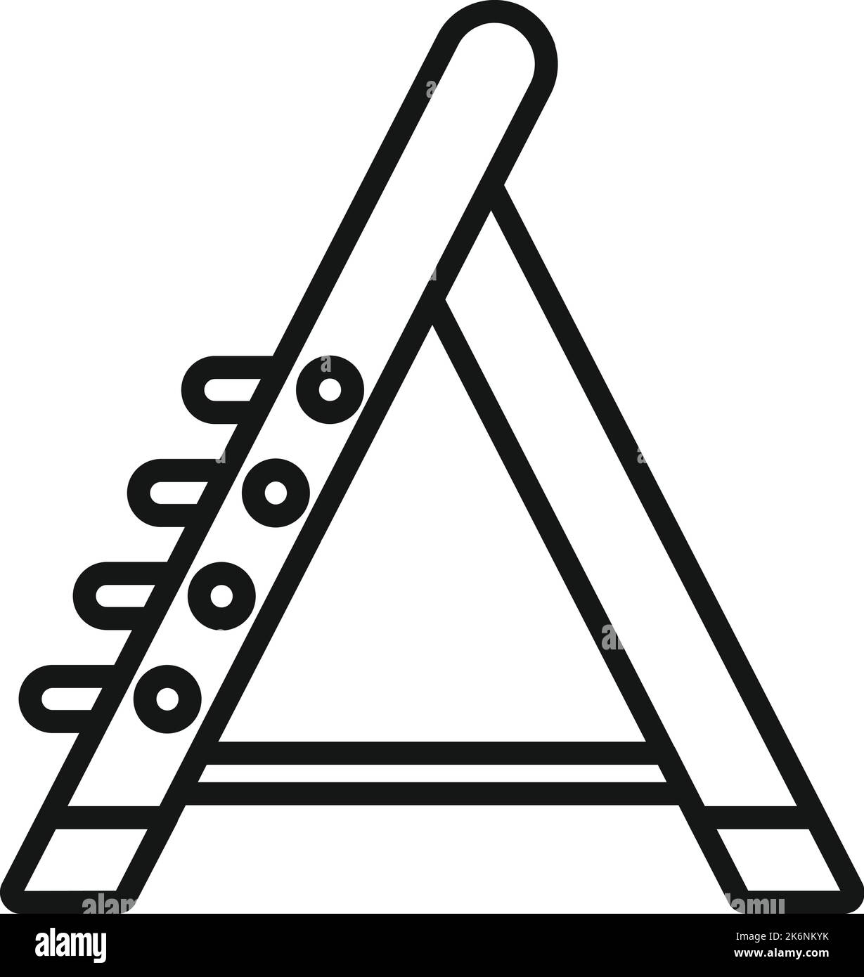 Portable ladder icon outline vector. Wood step. Shadow metal Stock ...