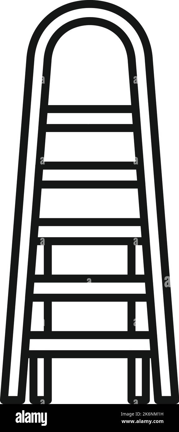 Wall ladder icon outline vector. Wood tool. Portable indoor Stock ...