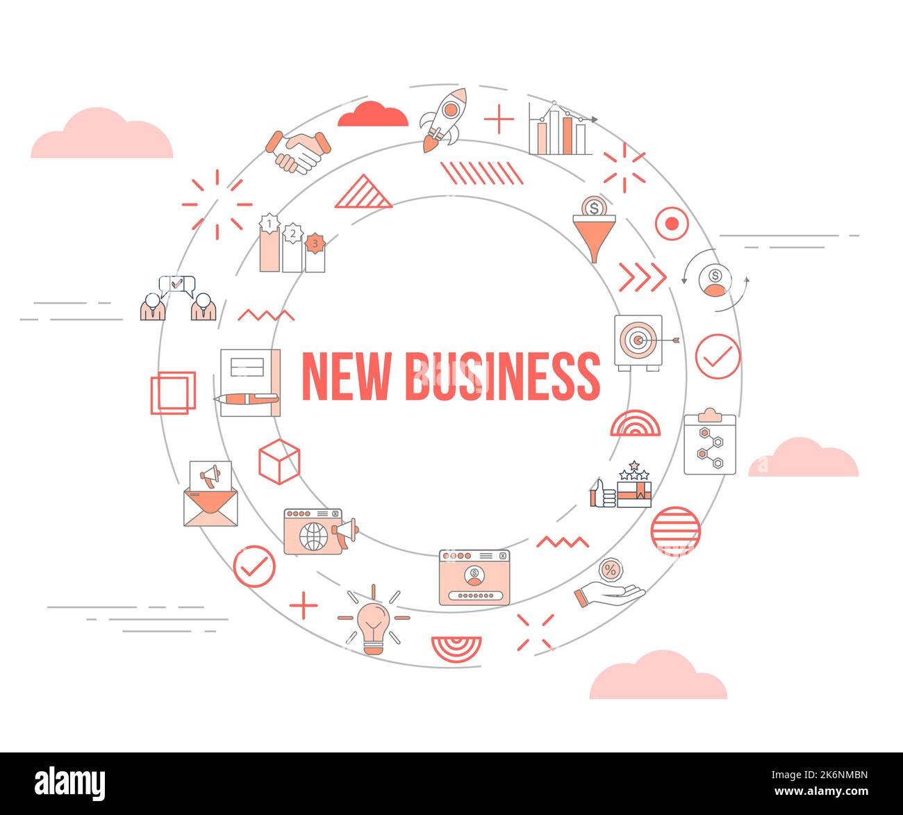 new business concept with icon set template banner and circle round ...