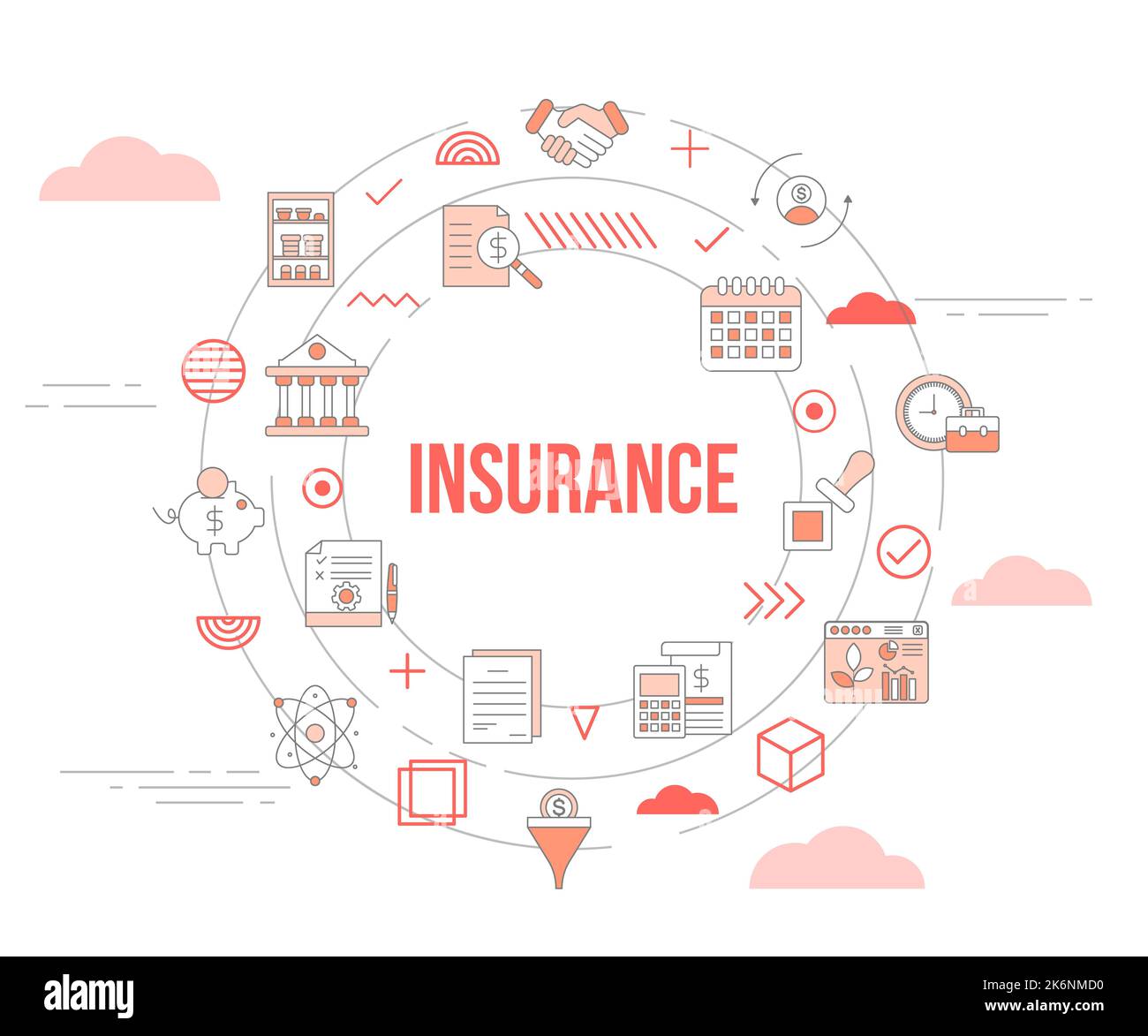 insurance concept with icon set template banner and circle round shape ...