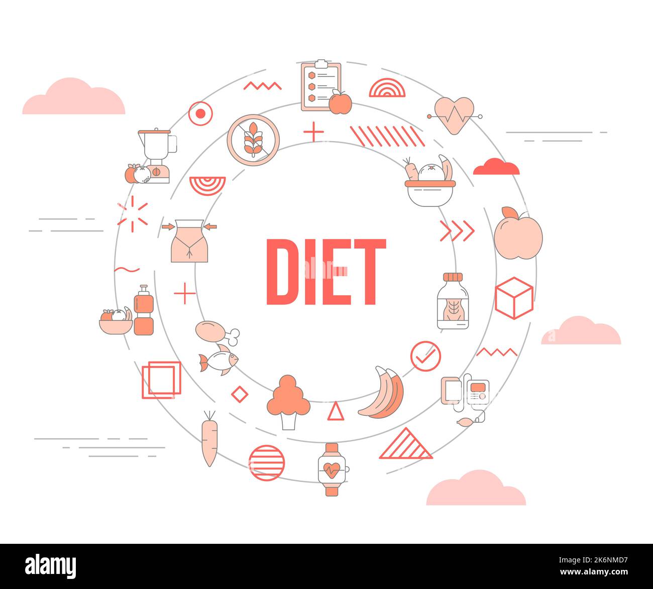 diet plan concept with icon set template banner and circle round shape ...