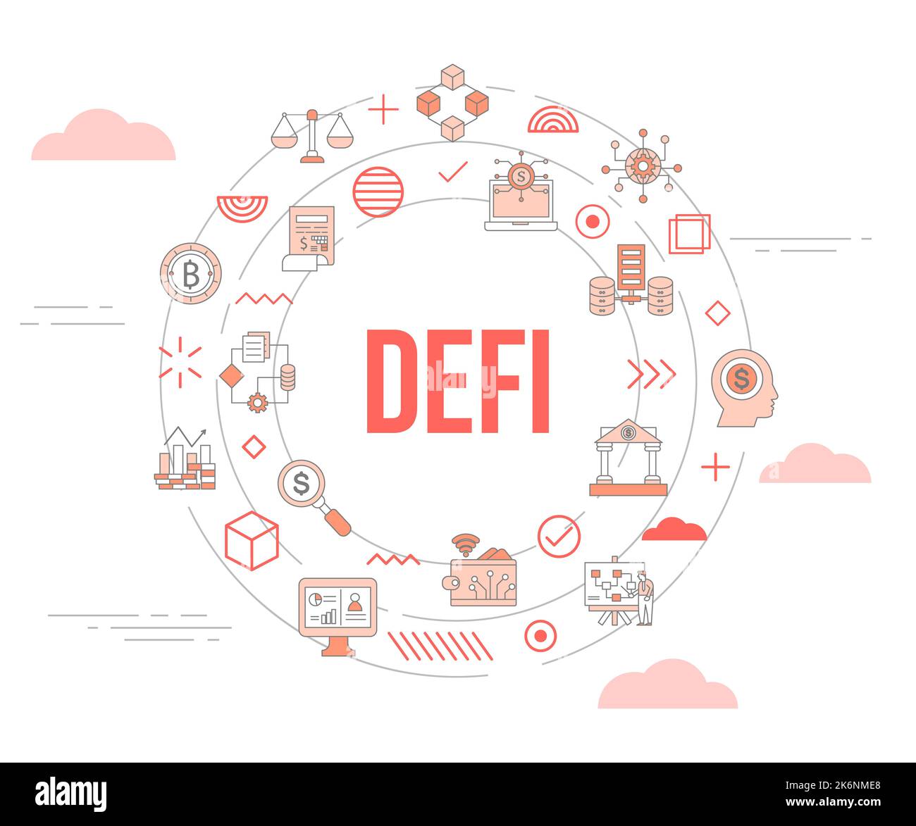 defi decentralized finance concept with icon set template banner and ...