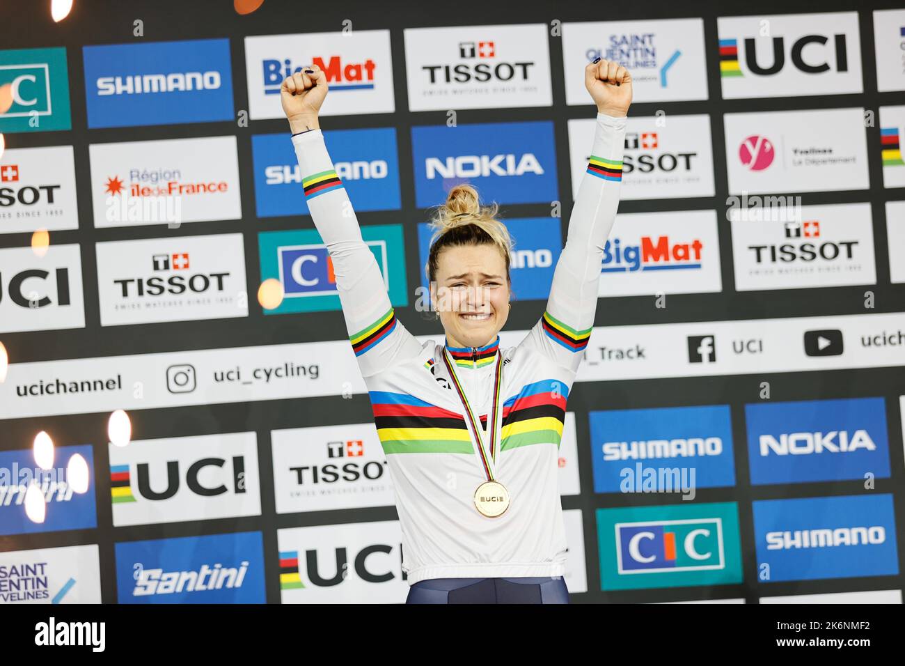 Podium Mathilde Gros of France, Gold medal, Women's Sprint during the ...