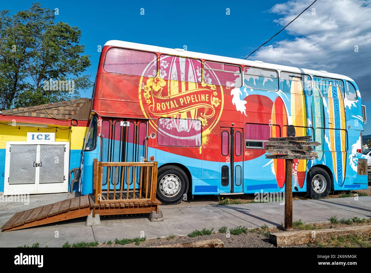 The double-decker bus attached to the the Last Chance Drive-in ...