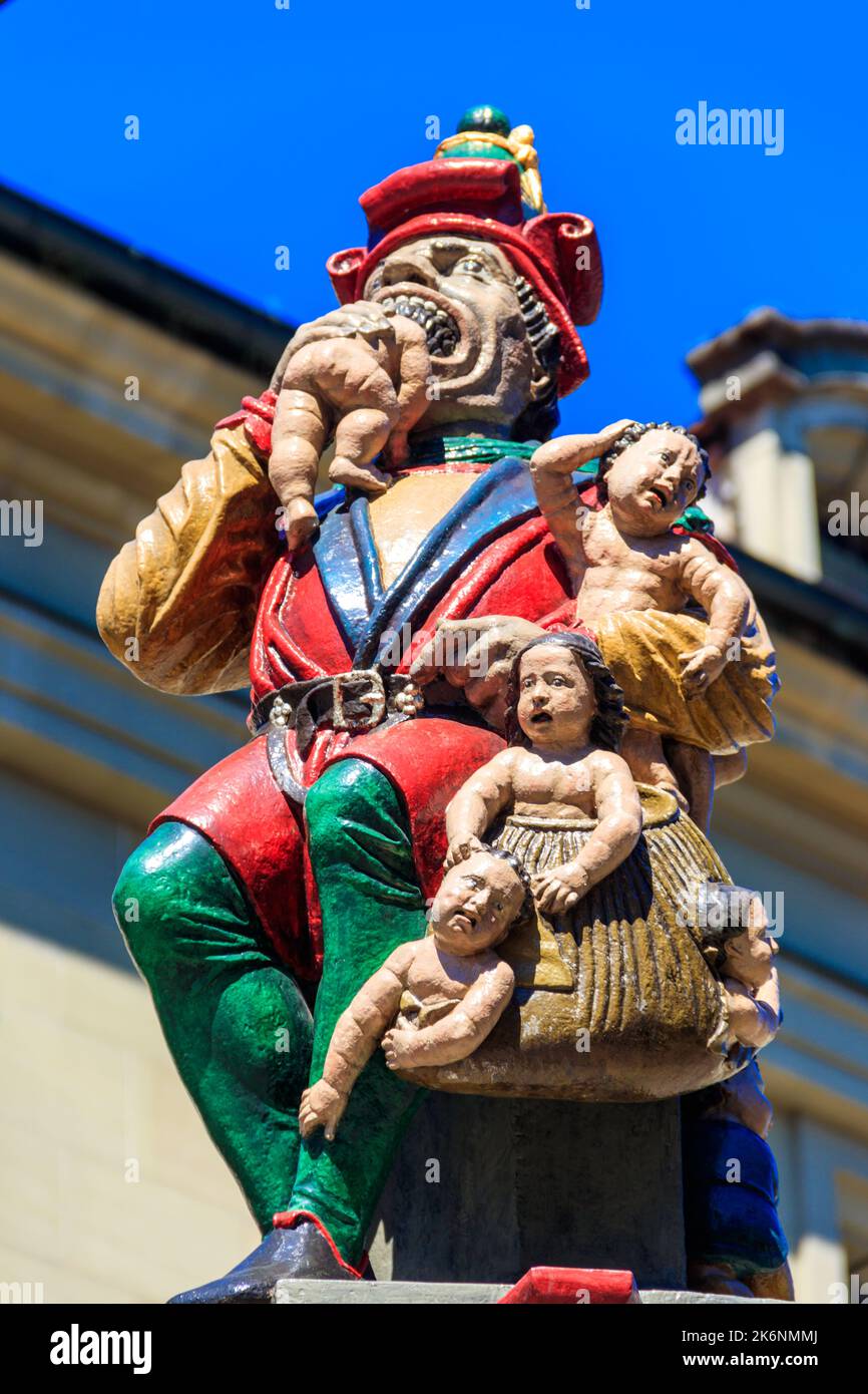 Child Eater Fountain (Kindlifresserbrunnen) is a painted stone fountain ...