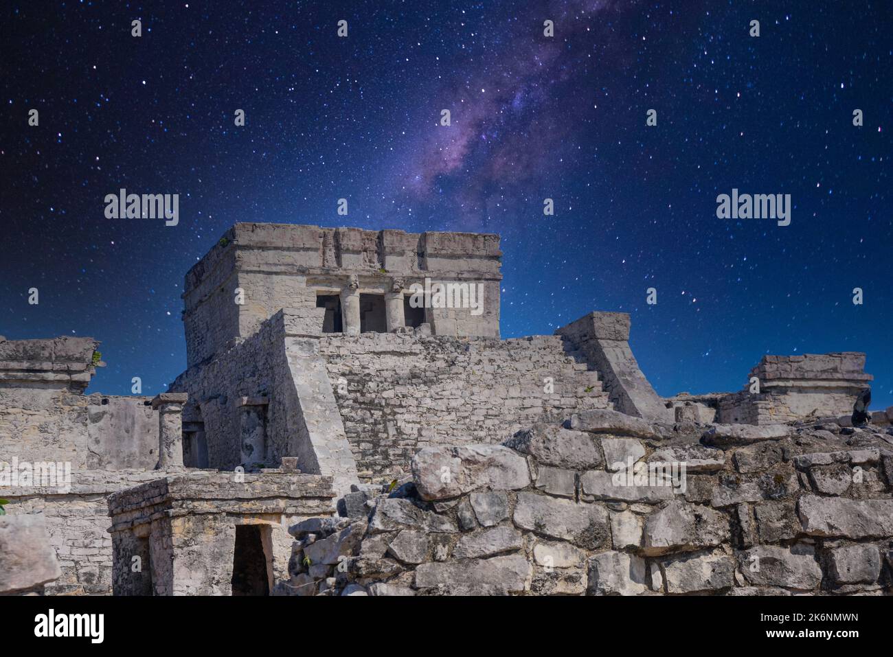 The castle, Mayan Ruins in Tulum, Riviera Maya, Yucatan, Caribbean Sea ...