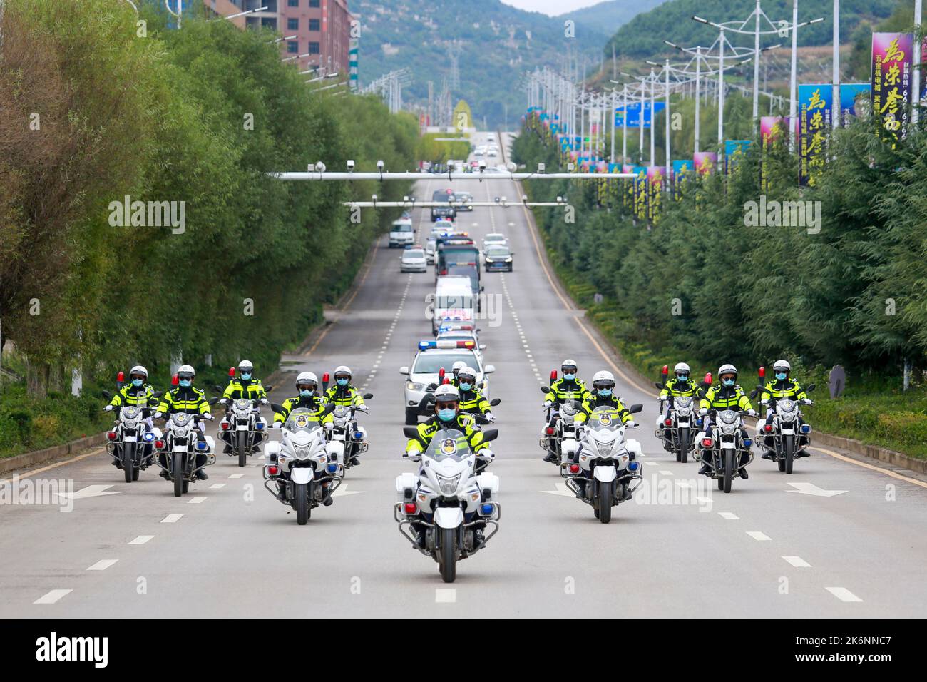 WEINING, CHINA - OCTOBER 14, 2022 - Traffic police on duty welcome back ...