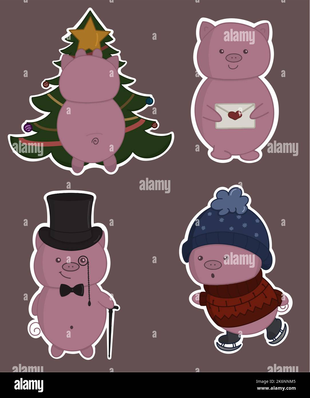 Cute cartoon pigs in different poses and for different actions Stock ...