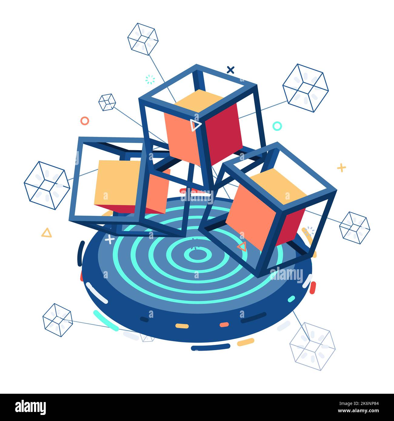 Flat 3d Isometric Blockchain Network. Blockchain Technology Concept Stock Vector Image & Art - Alamy