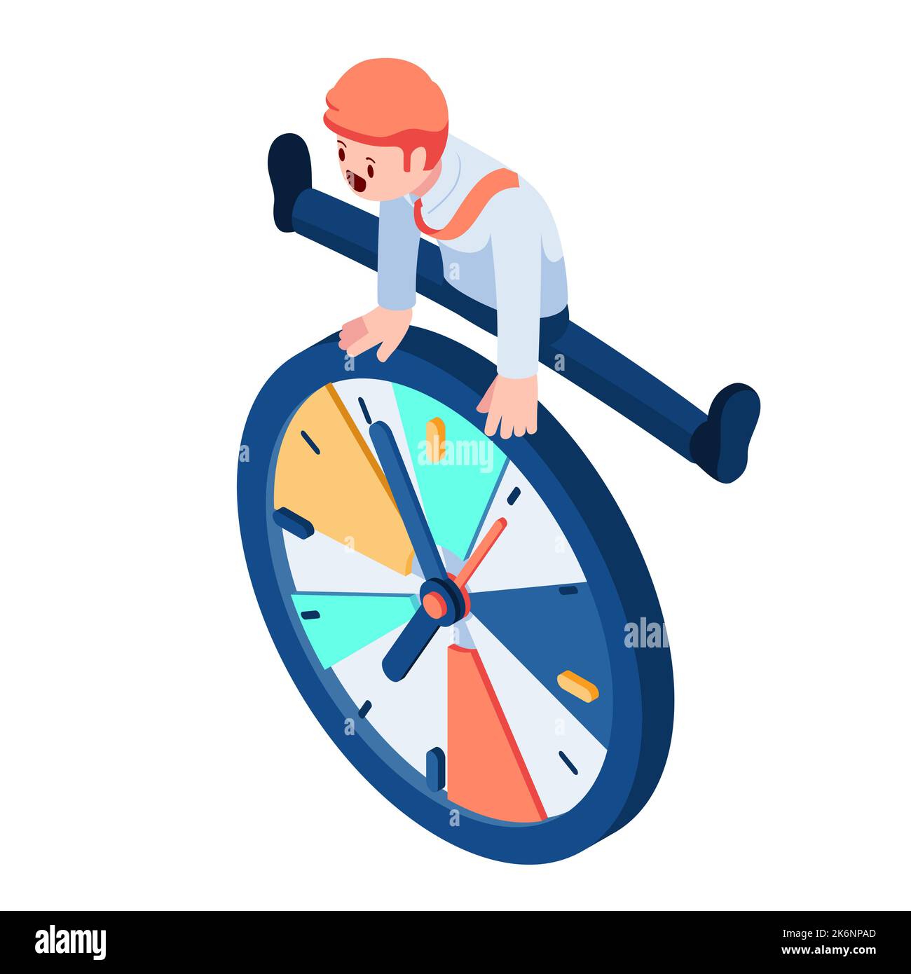 Flat 3d Isometric Businessman Jumping Over The Clock. Time Management ...