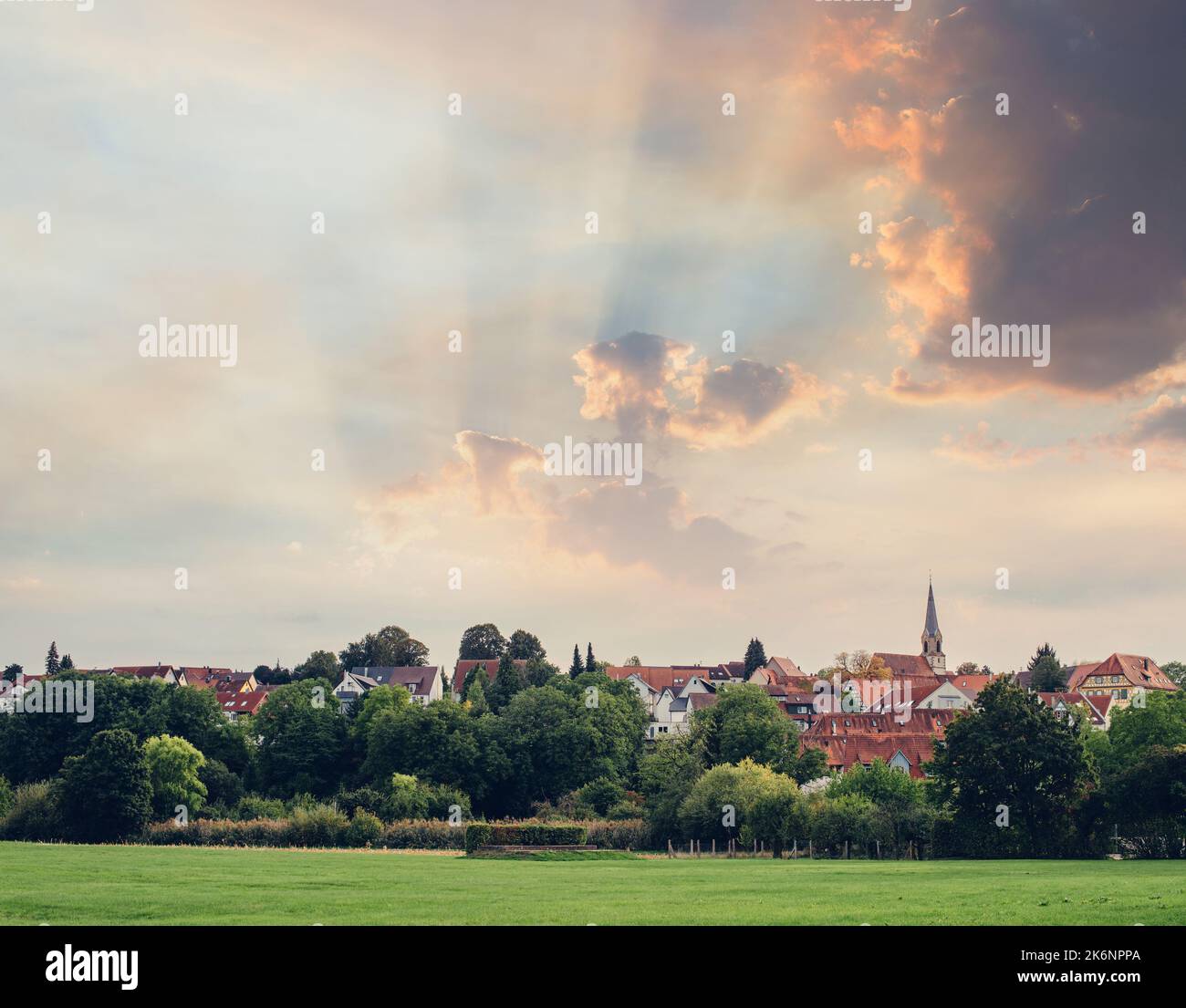 Freiberg am Neckar On the Sunset. Small European town in Baden ...
