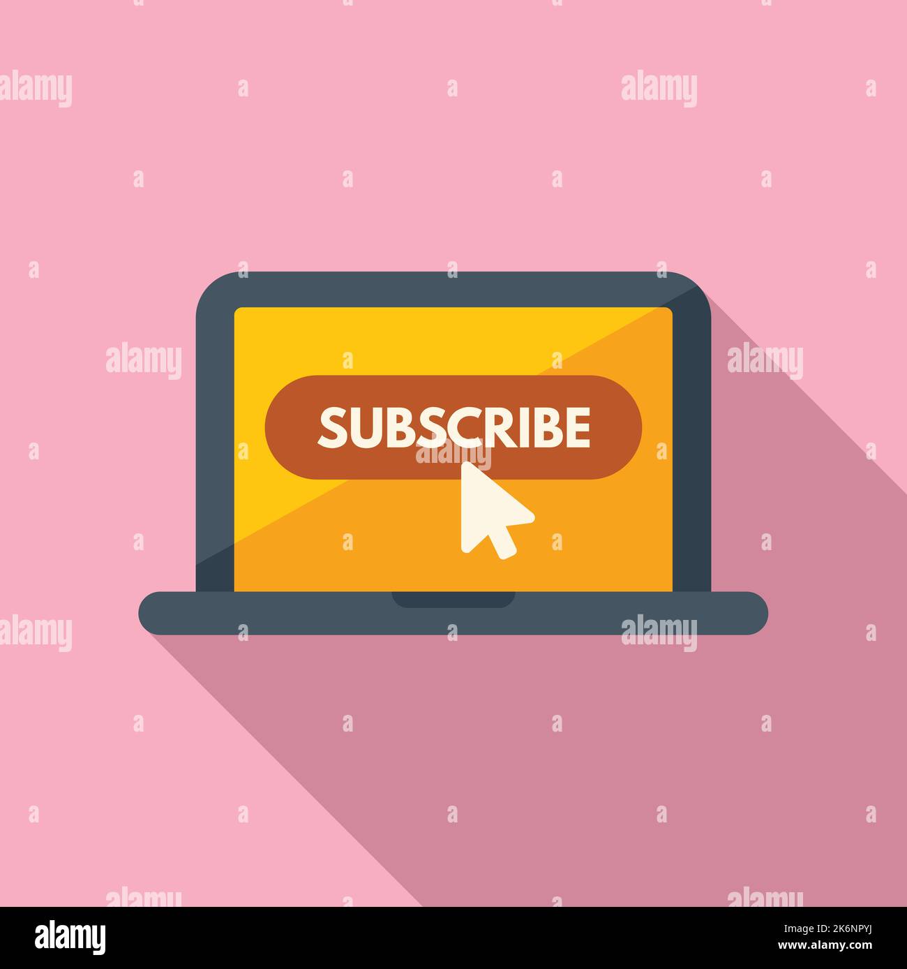 Laptop subscribe icon flat vector. Email message. Social post Stock ...