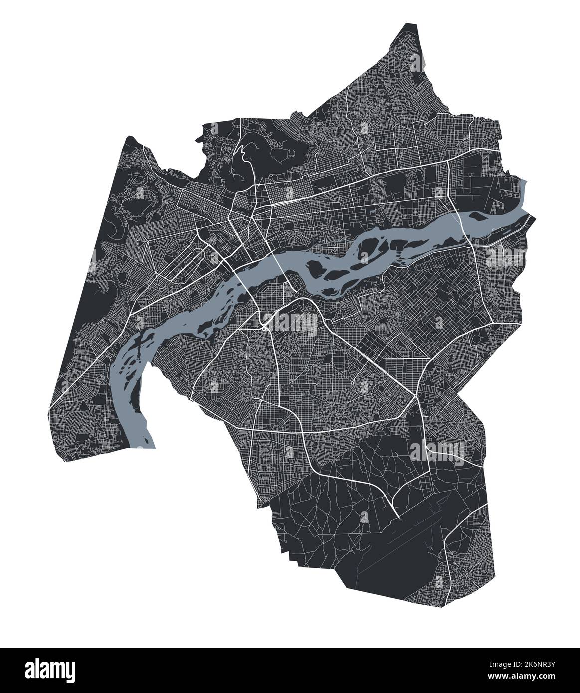 Bamako vector map. Detailed vector map of Bamako city administrative ...