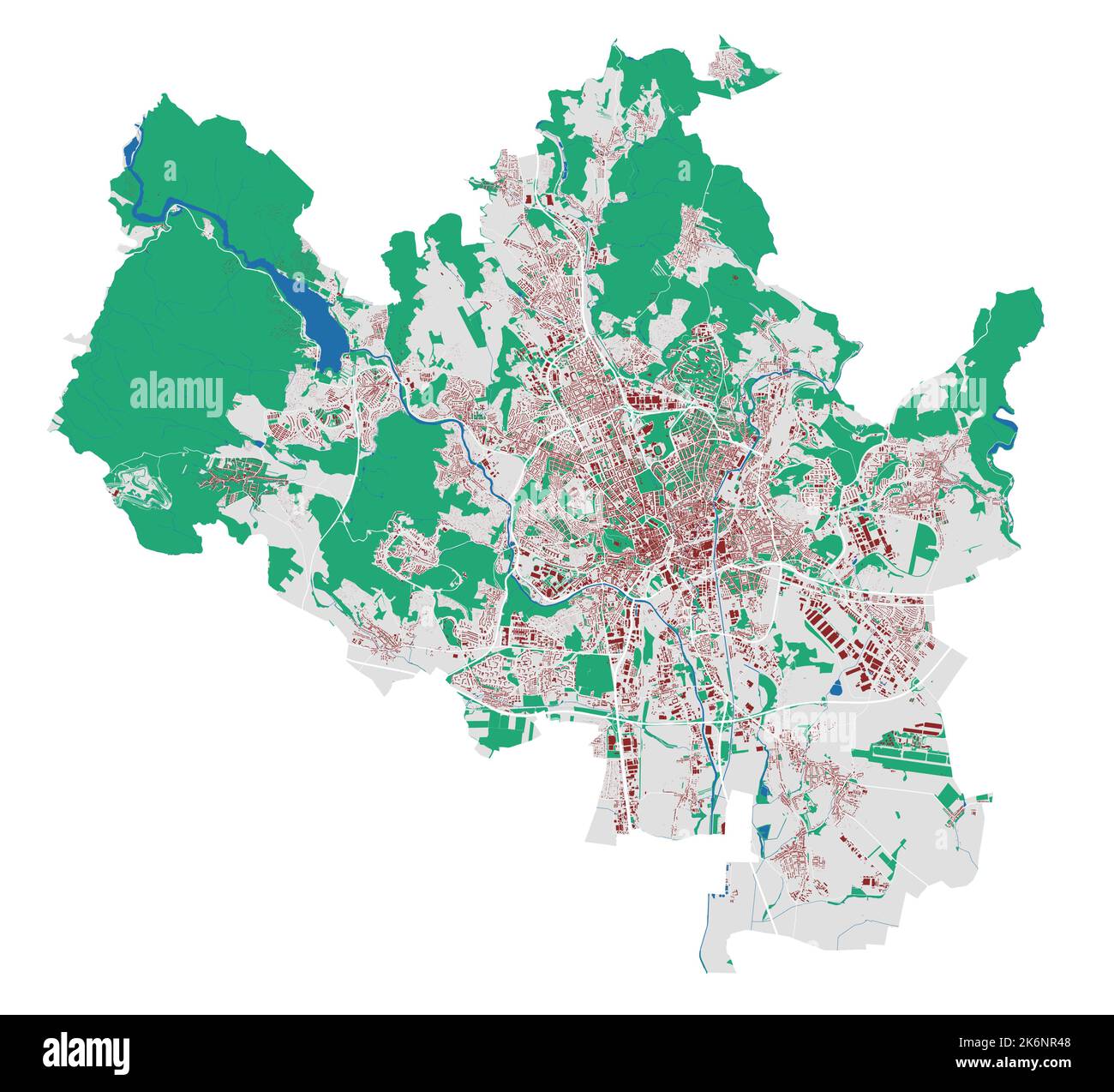 Brno vector map. Detailed map of Brno city administrative area ...