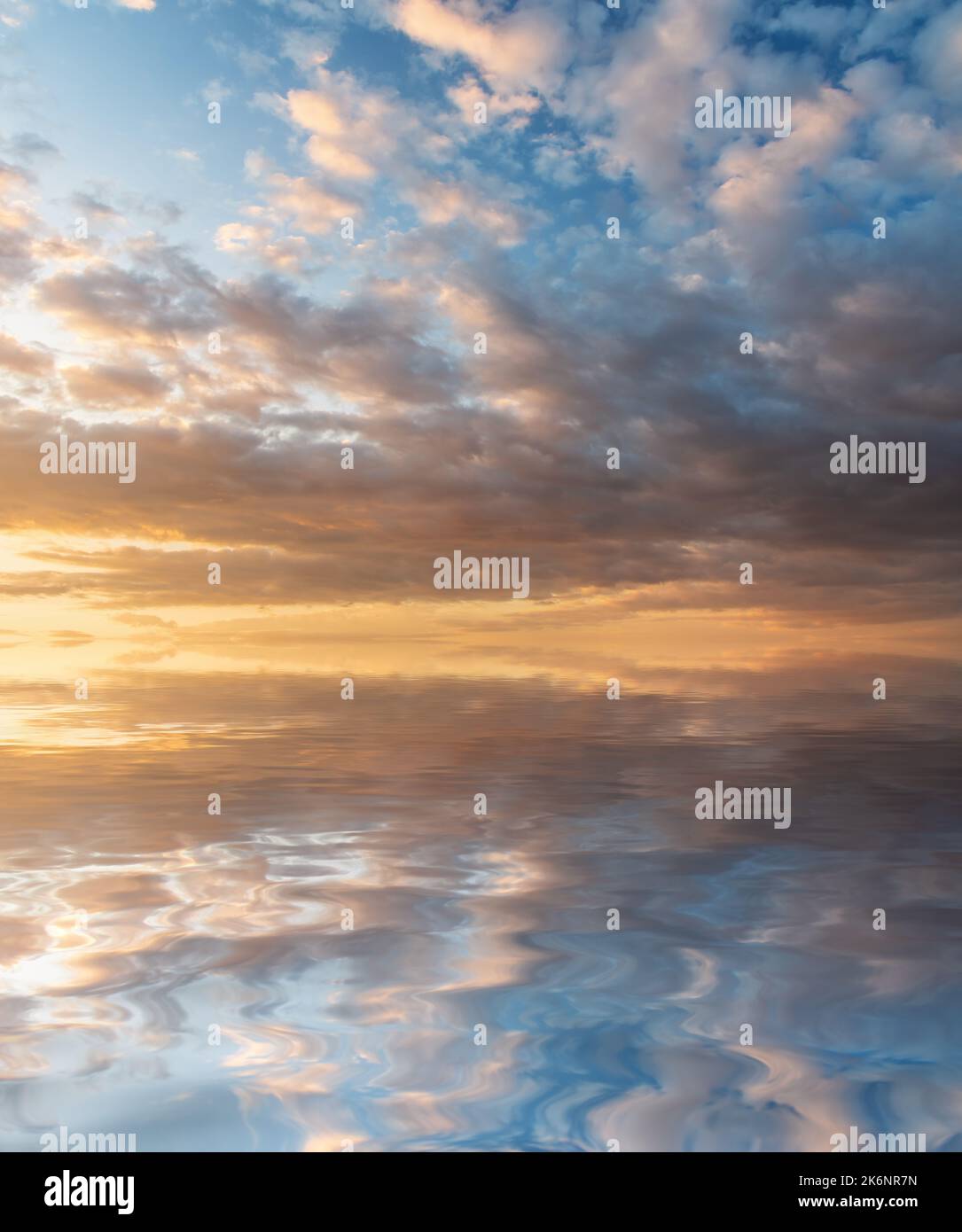 Sky background at sunset and water reflection. Nature composition Stock ...