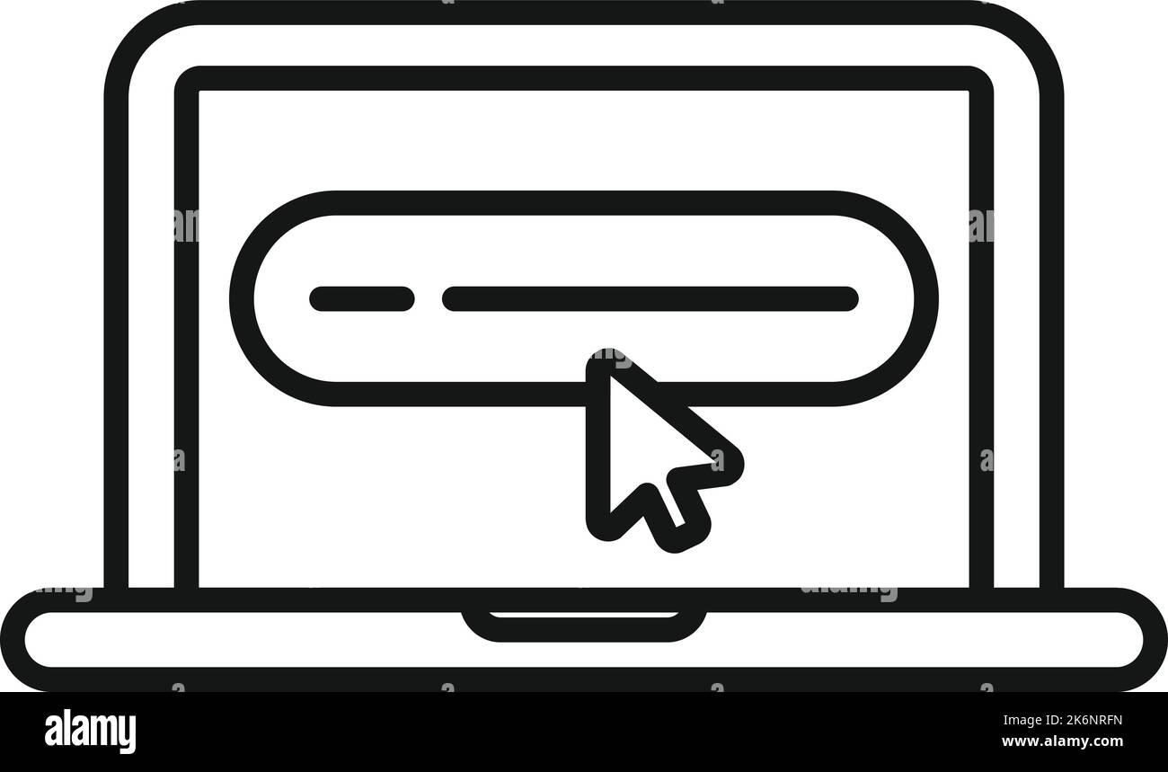Laptop subscribe icon outline vector. Email message. Social post Stock ...