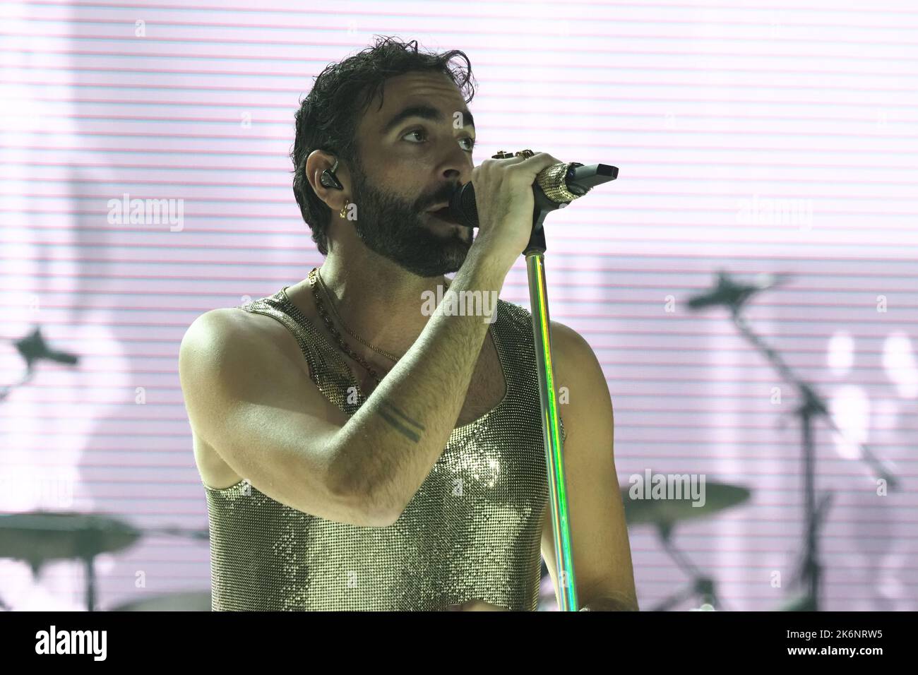 Bologna, Italy. 14th Oct, 2022. Italian singer Marco Mengoni during his ...