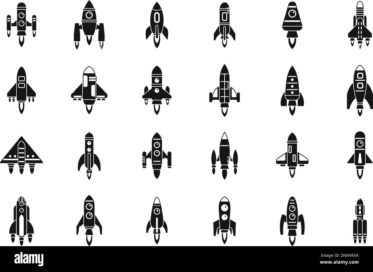 Spacecraft launch icons set simple vector. Rocket ship. Cosmos future ...