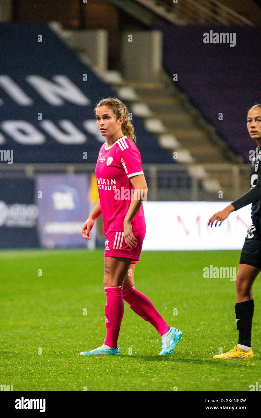 Paris, France. 14th Oct, 2022. Tess Laplacette of Paris FC reacts ...
