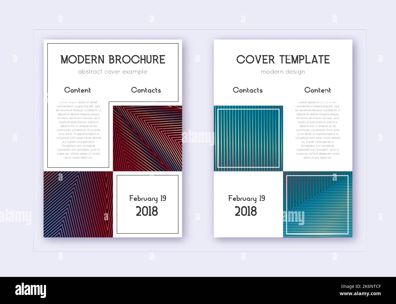 Business cover design template set. Red white blue abstract lines on ...