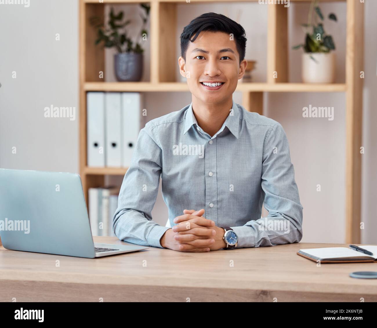 Business man, laptop and ready for job interview, startup pitch or ...