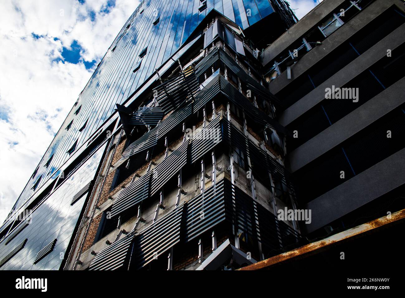 Aftermath of massive Russian missile attacks, the Samsung office ...