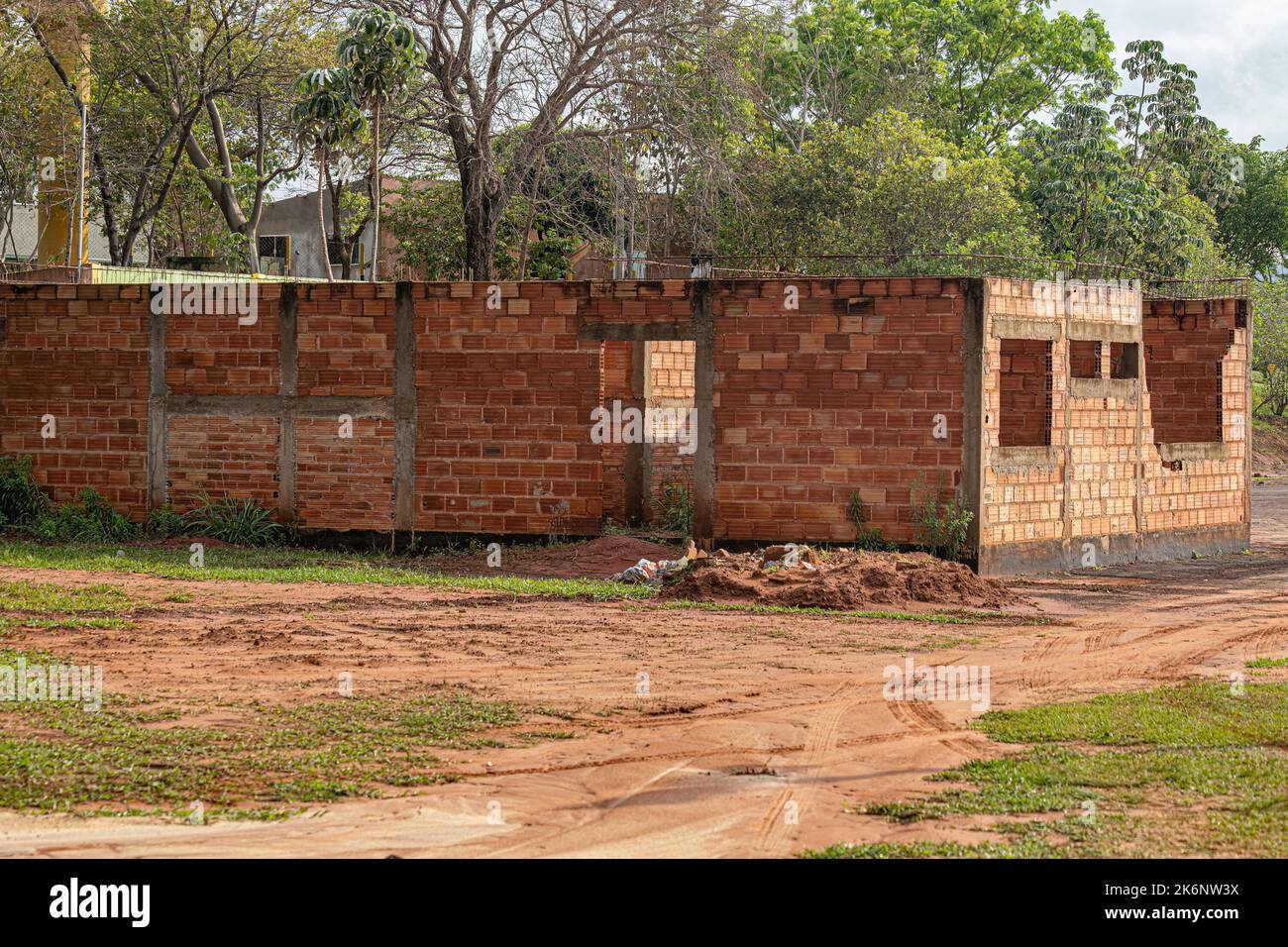 Small building under construction with unplastered block bricks Stock ...