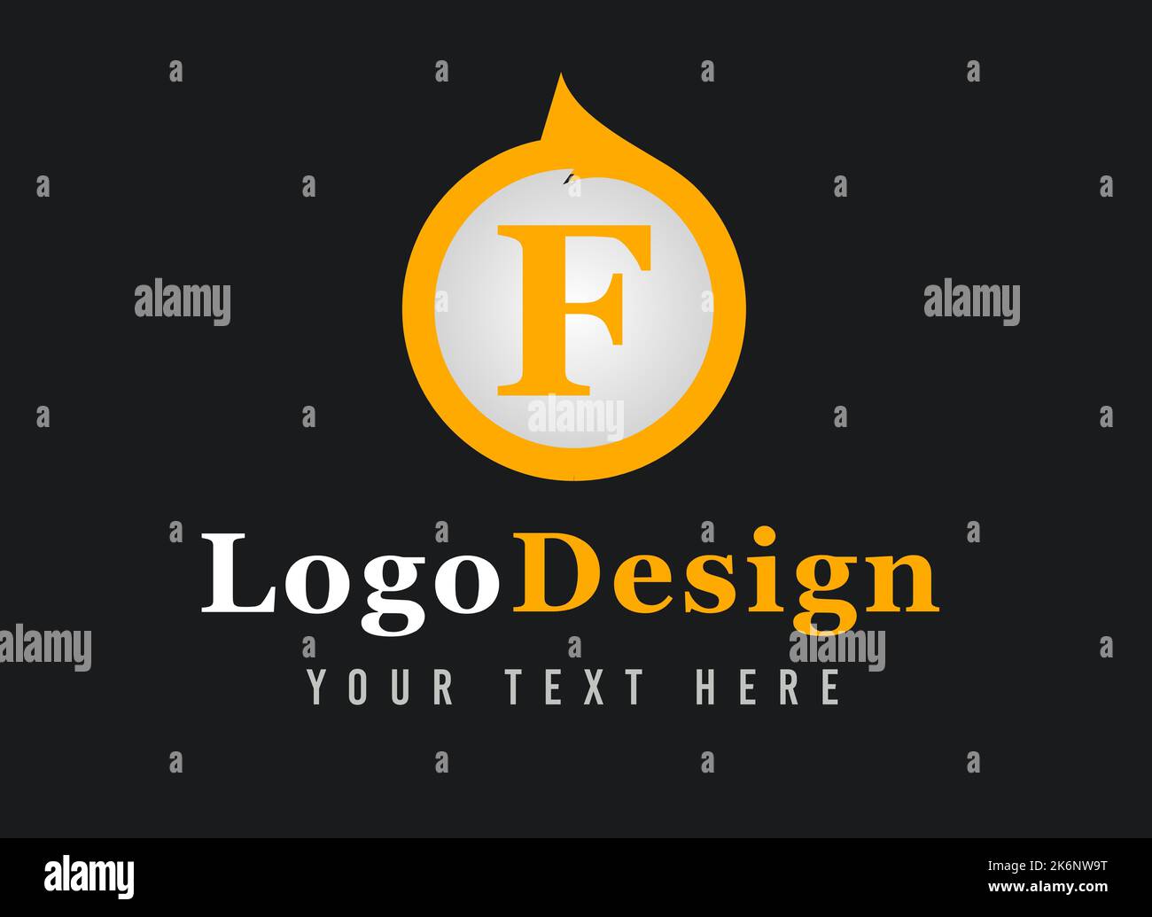 Letter F Logo Design. Your Text Here . Logo Template on black ...