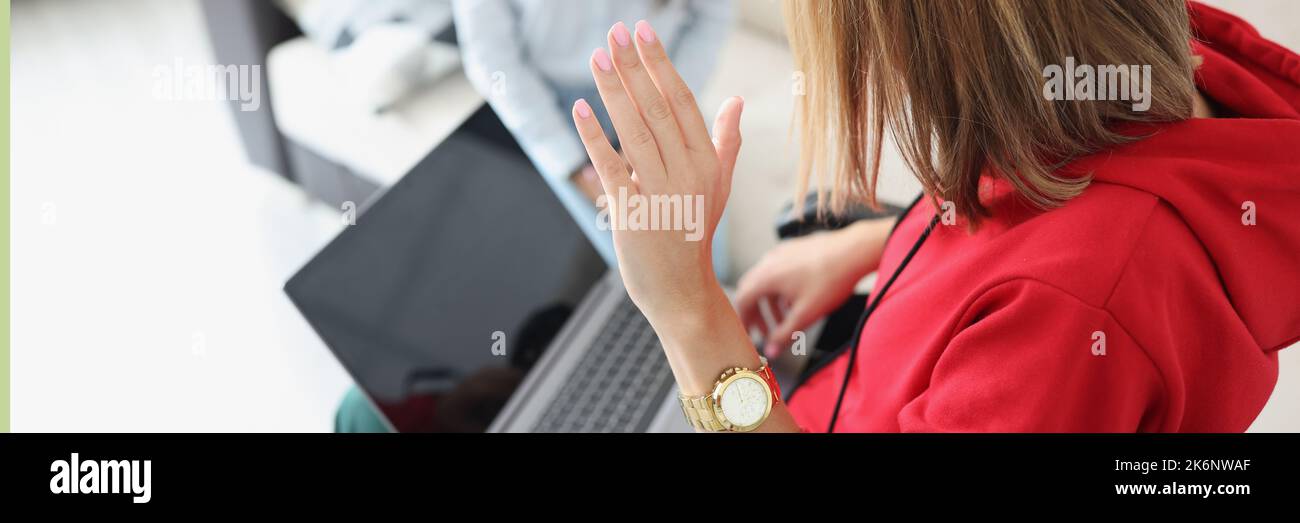 Young disabled woman with laptop on her lap Stock Photo - Alamy