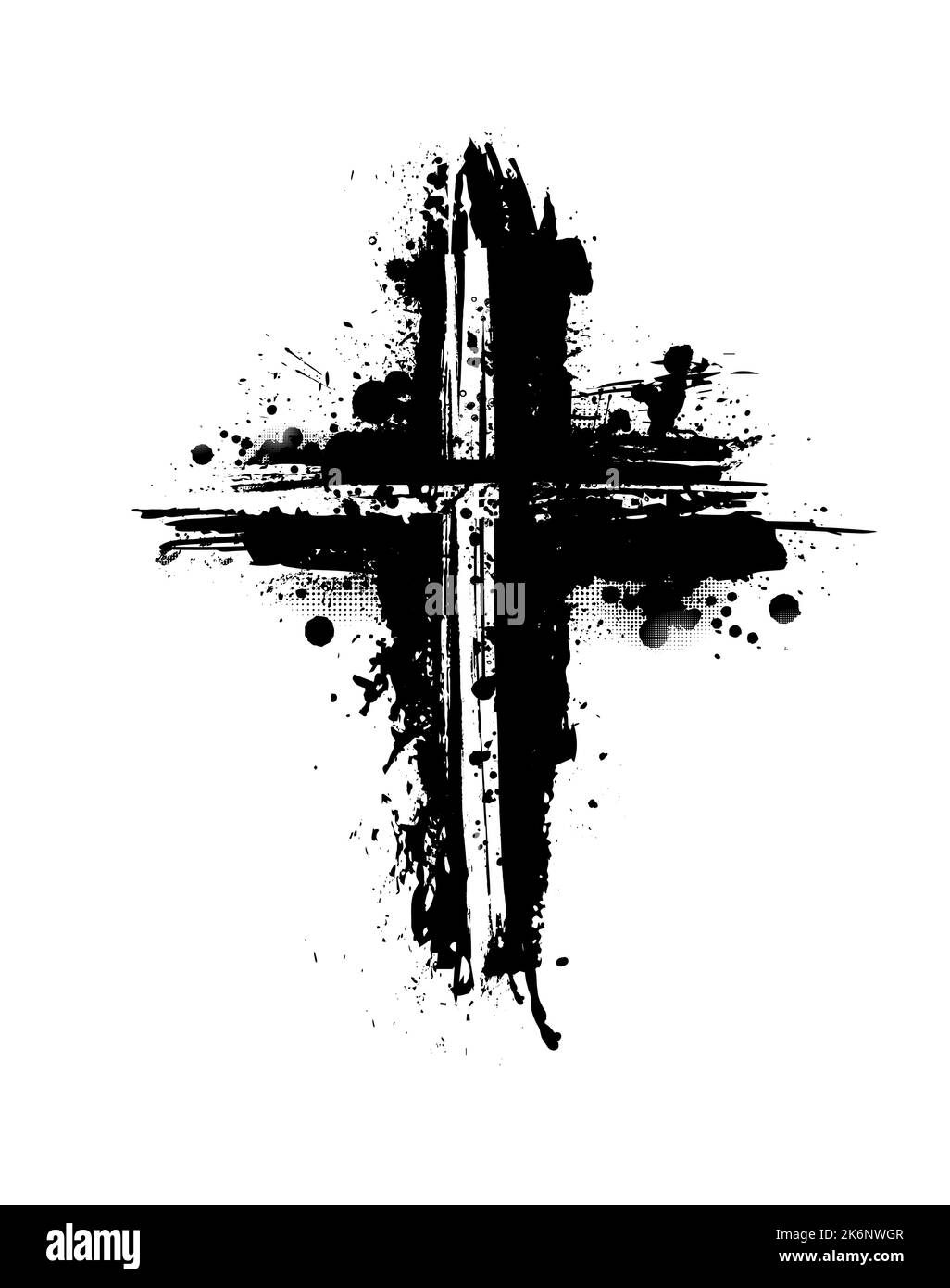 Grunge Religion Cross . Black Paint . Cross black paint strokes. Vector ...