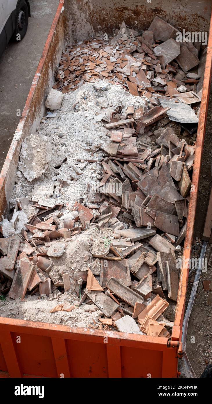 Building rubble and debris ready to be disposed of and recycled Stock ...